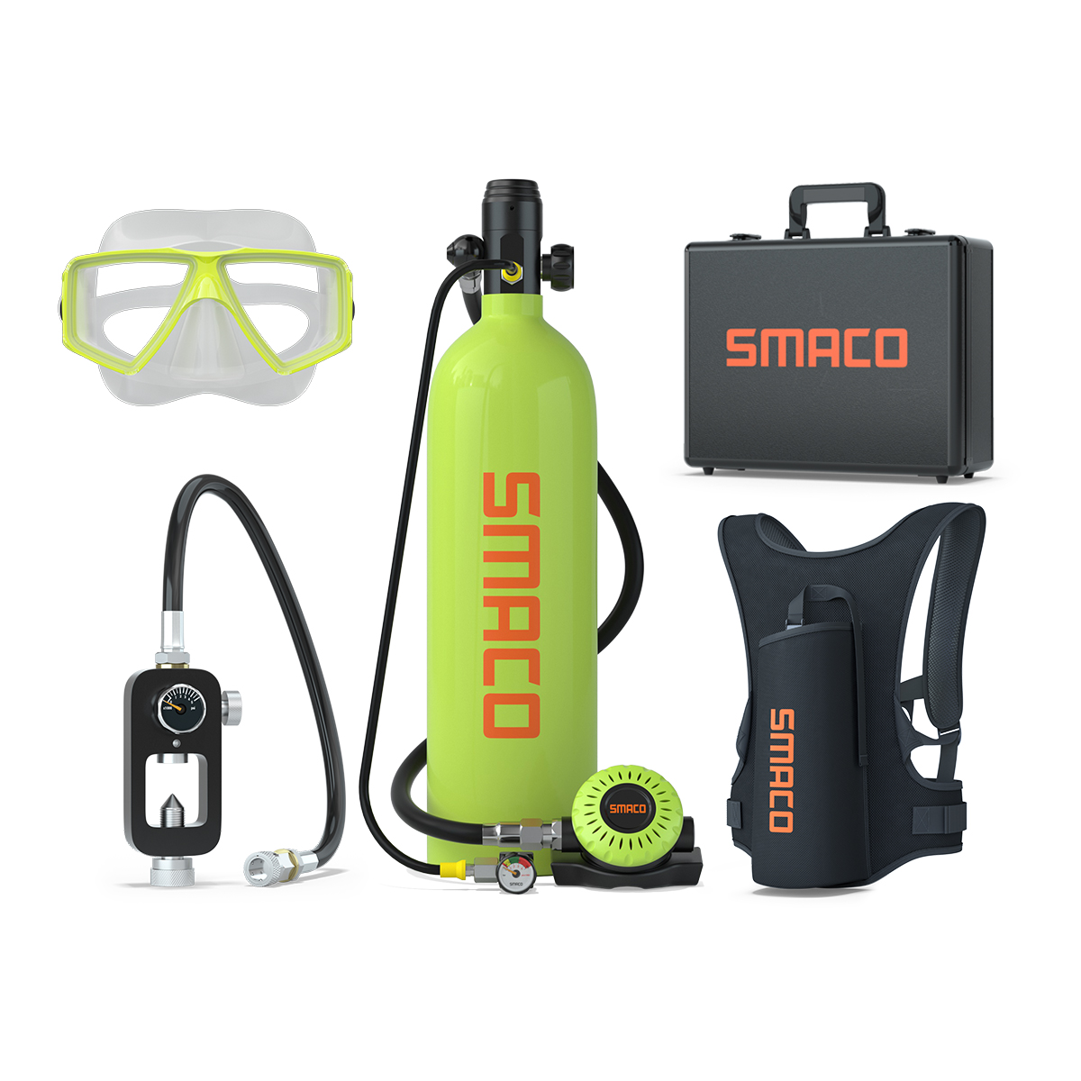 SMACO S700 Plus 2L Scuba Tank Portable Mini Scuba Diving Tank – smacodive